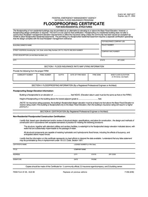 Floodproofing Certificate Fill Out And Sign Online Dochub