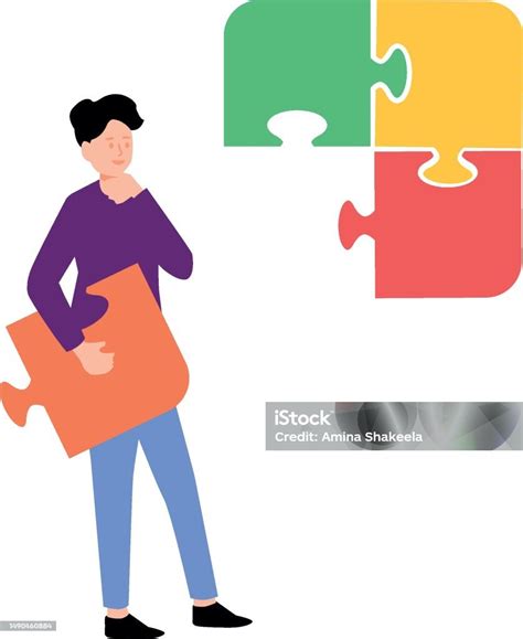 Ilustración De Chico Resolviendo Rompecabezas De Negocios Y Más Vectores Libres De Derechos De