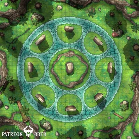 Stone Circle In The Forest Phased Dnd Battlemap