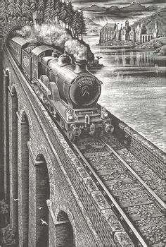 Trem De Hogwarts Mimari çizim Taslakları Soyut Manzara Çizim