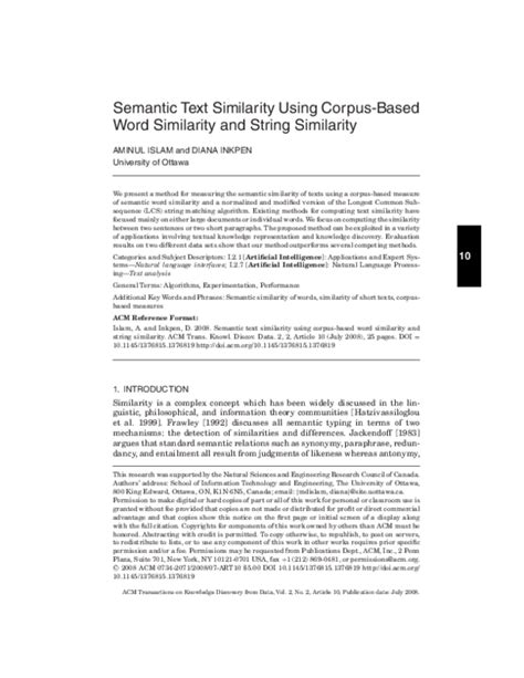 Pdf Semantic Text Similarity Using Corpus Based Word Similarity And String Similarity