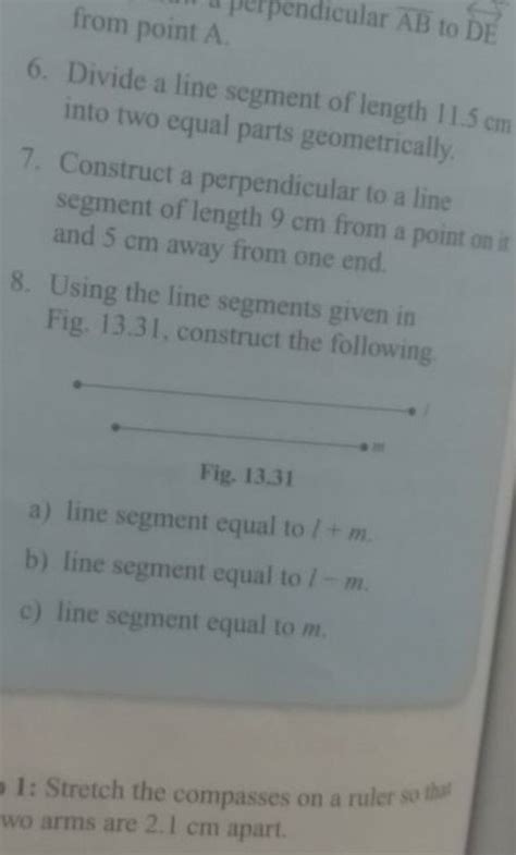 6 divide a line segment of length 11 5 cm into two equal parts geometric