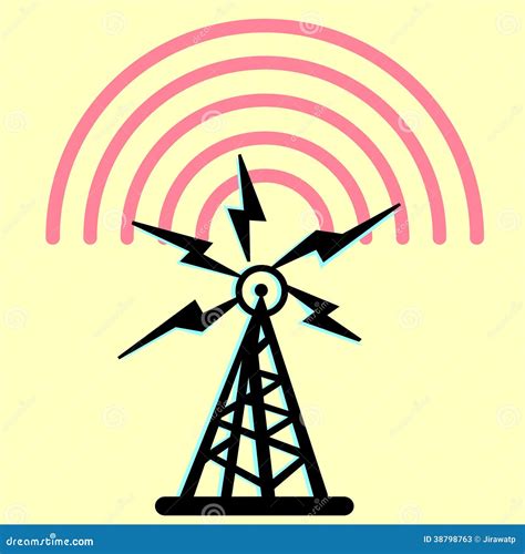 On This Illustration A Tower Is Radio Stock Vector Illustration Of