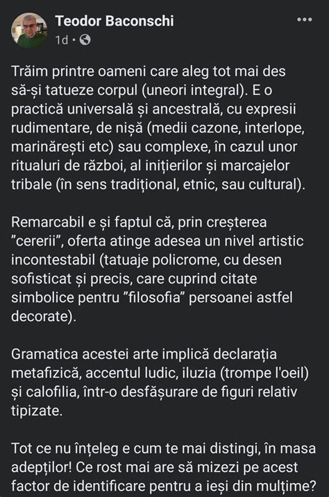 Teodor Baconschi Despre Tatuaje Rromania