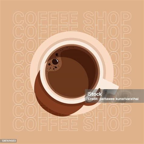 벡터 일러스트 컵 의 신선한 커피 콩 플랫 스타일 카페테리아 포스터 배너 카드 장식 디자인 커피나무에 대한 스톡 벡터 아트 및