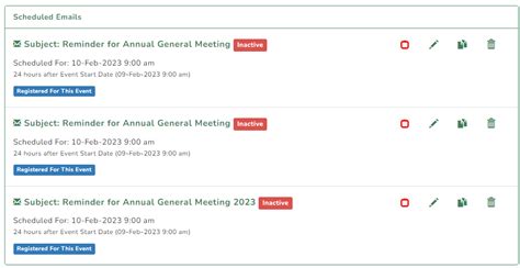 Events Scheduled Emails
