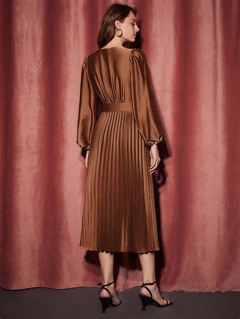 Shein Privé Lantern Sleeve Pleated Hem Dress Shein Eur