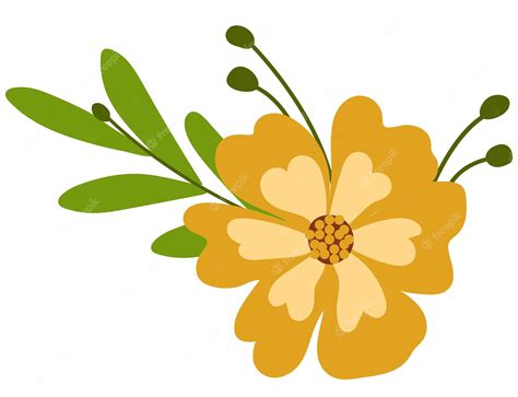 귀여운 손으로 그린 꽃 흰색 배경 격리 벡터 일러스트 레이 션 프리미엄 벡터