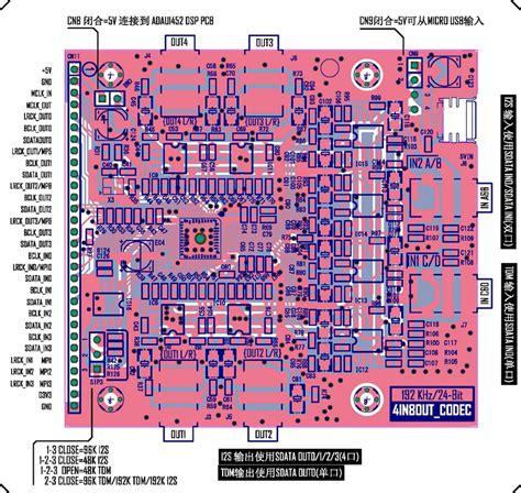 high performance single cs42448 6 in 8 out decoder board support spi