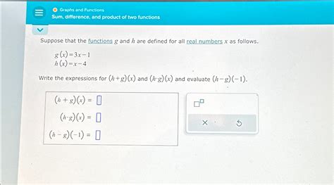 Solved Graphs And Functionssum Difference And Product Of