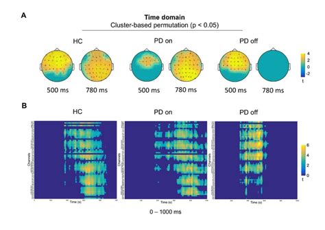 Cluster Based Permutation In The Time Domain For Each Group A Scalp 1 Download Scientific