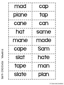 Sort And Search CVC And CVCe Words By A Plus Classroom Creations