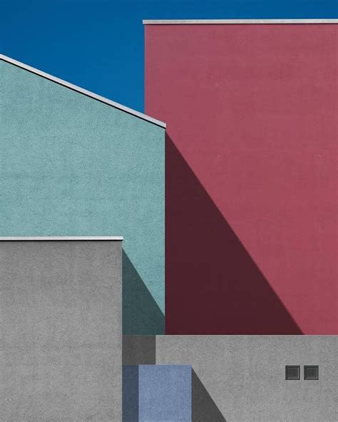Minimalist Architecture Photography Two Buildings With Vibrant Colors