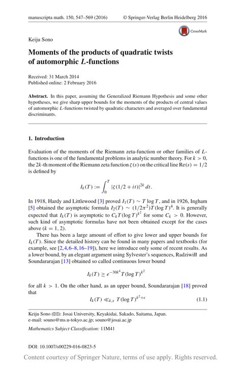 Moments Of The Products Of Quadratic Twists Of Automorphic L Functions