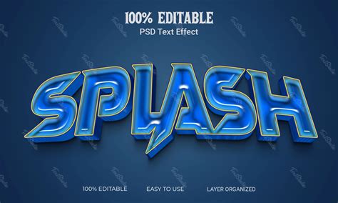 Splash Blue Glossy Sharpen D Text Effect Free Photoshop PSD File