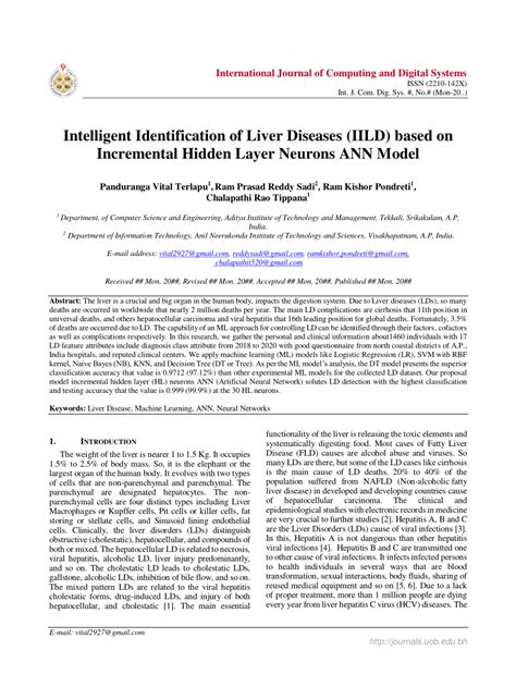 Pdf Intelligent Liver Disease Prediction Ildp System Using Machine Learning Models