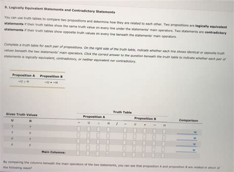 solved 9 logically equivalent statements and contradictory