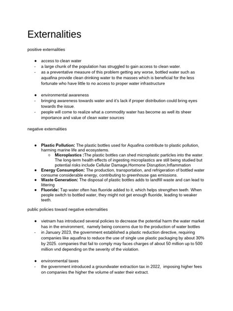 Externalities Pdf Externality Water