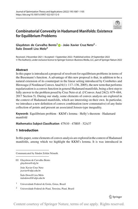Combinatorial Convexity In Hadamard Manifolds Existence For