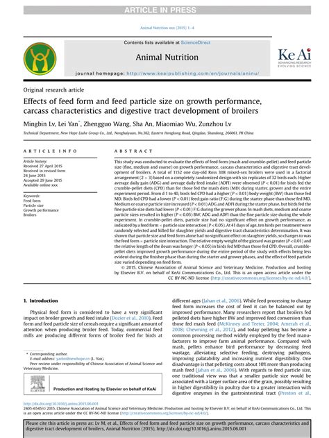 Pdf Effects Of Feed Form And Feed Particle Size On Growth Performance