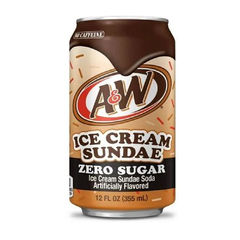 Aandw Root Beer Zero Sugar Ice Cream Sundae Soda Vanille Sans Sucre