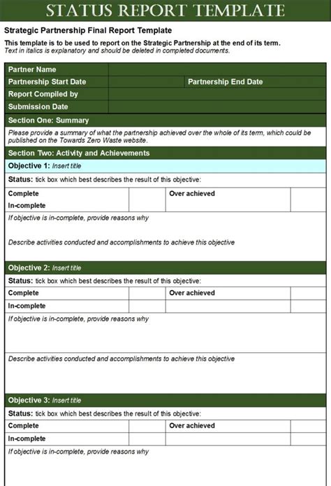 Status Report Templates Free Report Templates