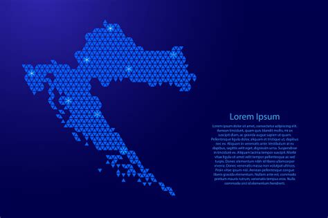 크로아티아는 배너 포스터 인사말 카드 노드와 공간 별 패턴 기하학적 배경을 반복 파란색 삼각형에서 추상적 인 도식 벡터 일러스트입니다 3차원 형태에 대한 스톡 벡터 아트 및