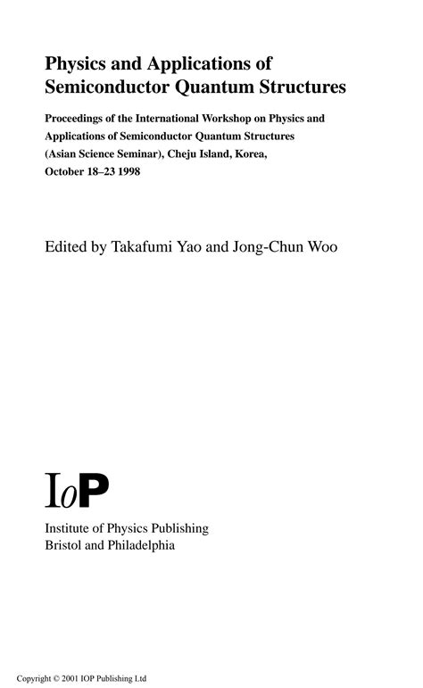 solution physics and applications of semiconductor quantum structures