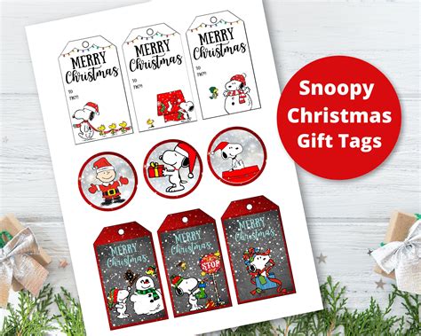 Printable Christmas Tags Snoopy Fanny Printable