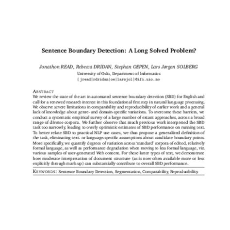 Sentence Boundary Detection A Long Solved Problem Acl Anthology