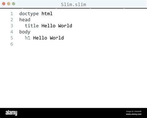 Slim Language Hello World Program Sample In Editor Window Illustration
