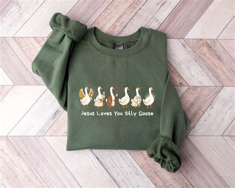 Christian Silly Goose Shirt Jesus Loves You Faith Tee Funny Christian