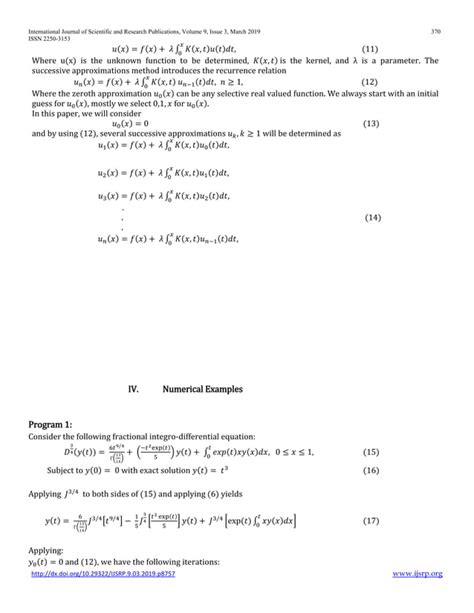 On The Numerical Solution Of Picard Iteration Method For Fractional Integro Differential