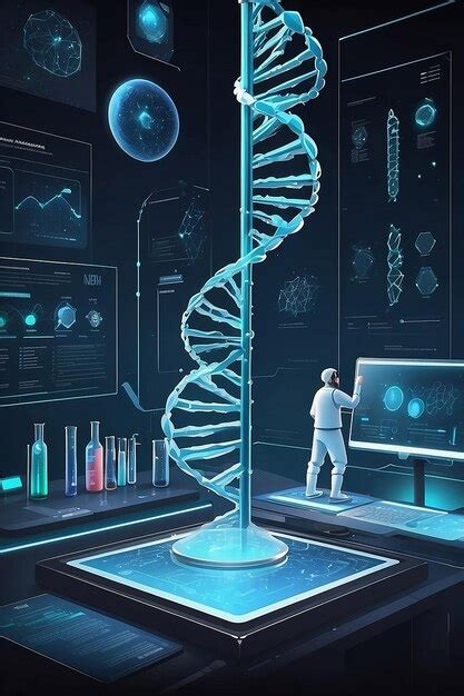 Premium Photo Virtual Interface Dna Science Laboratory Research