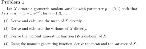 Solved Problem 1 Geometric Random Variable With Parameter P