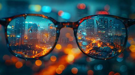Cityscape Through Raindrop Covered Glasses At Night Colorful Bokeh