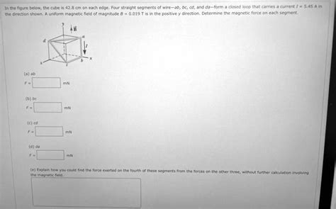 SOLVED In The Figure Below The Cube Is Cm On Each Edge Four Straight Segments Of Wire Ab