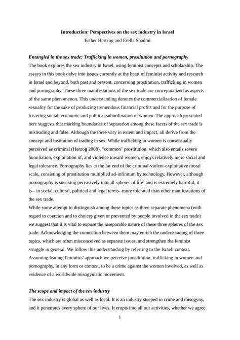 Pdf Introduction Perspectives On The Sex Industry In Israel In