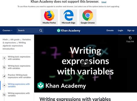 khan academy writing expressions with variables instructional video