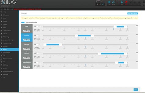Modes Tab Show Only Active Modes Button · Issue 1247 · Inavflightinav Configurator · Github