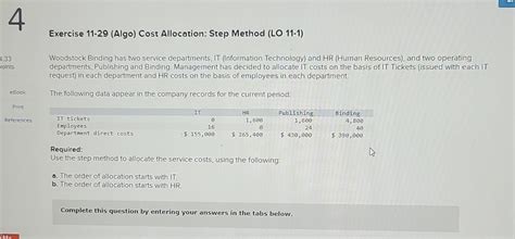 solved exercise 11 29 algo cost allocation step method