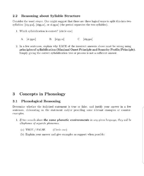 22 Reasoning About Syllable Structure Consider The