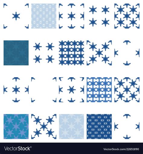 Simple Snowflake Seamless Set Royalty Free Vector Image