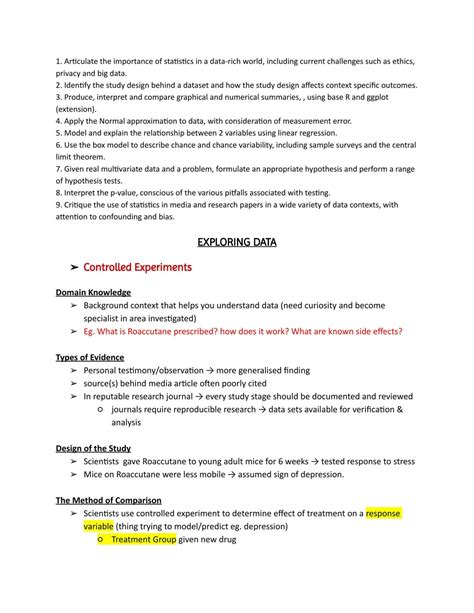 Foundations Of Data Science Revision Notes Data1001 Foundations Of Data Science Usyd
