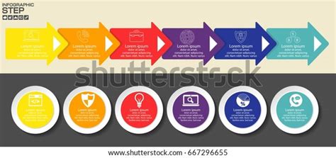 Timeline Infographics Template Arrows Flowchart Workflow เวกเตอร์สต็อก