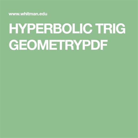 Hyperbolic Trig Geometrypdf