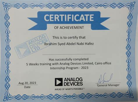 Im Happy To Share With You That I Have Completed Analog Devices Summer Internship In Rf Ic