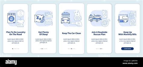 Road Trip Recommendations Light Blue Onboarding Mobile App Screen Stock