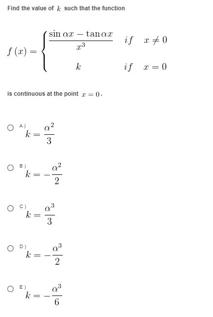Solved Find The Value Of K Such That The Function Chegg