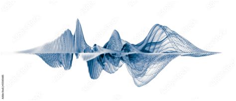 Illustration Of Abstract Blue Wireframe Sound Waves Visualization Of Frequency Signals Audio